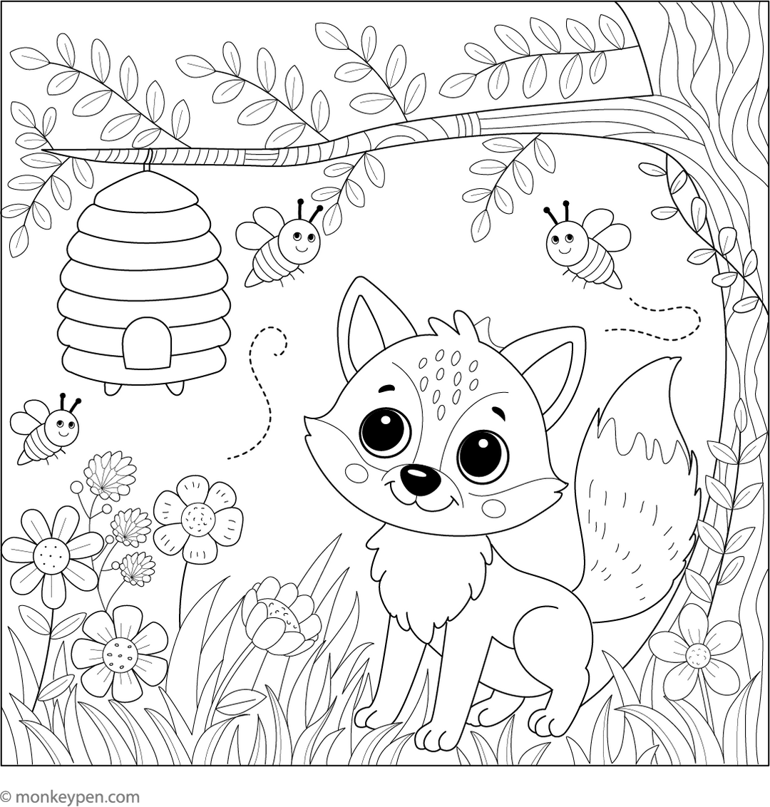 Free Printable Fox Coloring Book PDF Download