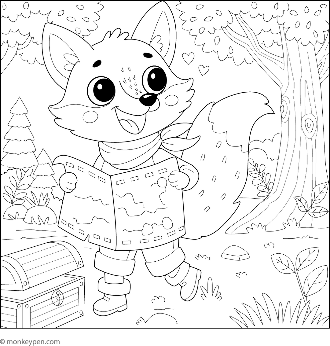 Free Printable Fox Coloring Book PDF Download
