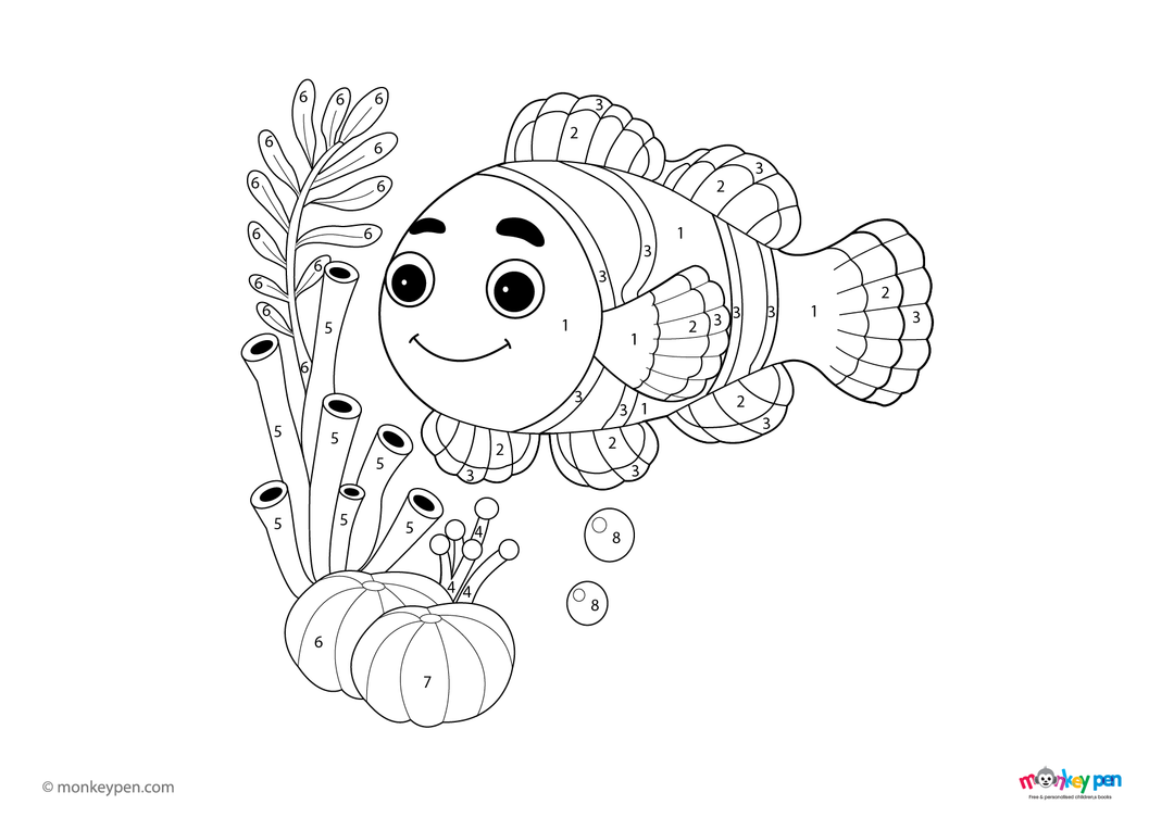 Clownfish | Color-by-Number Pages for Young Learners