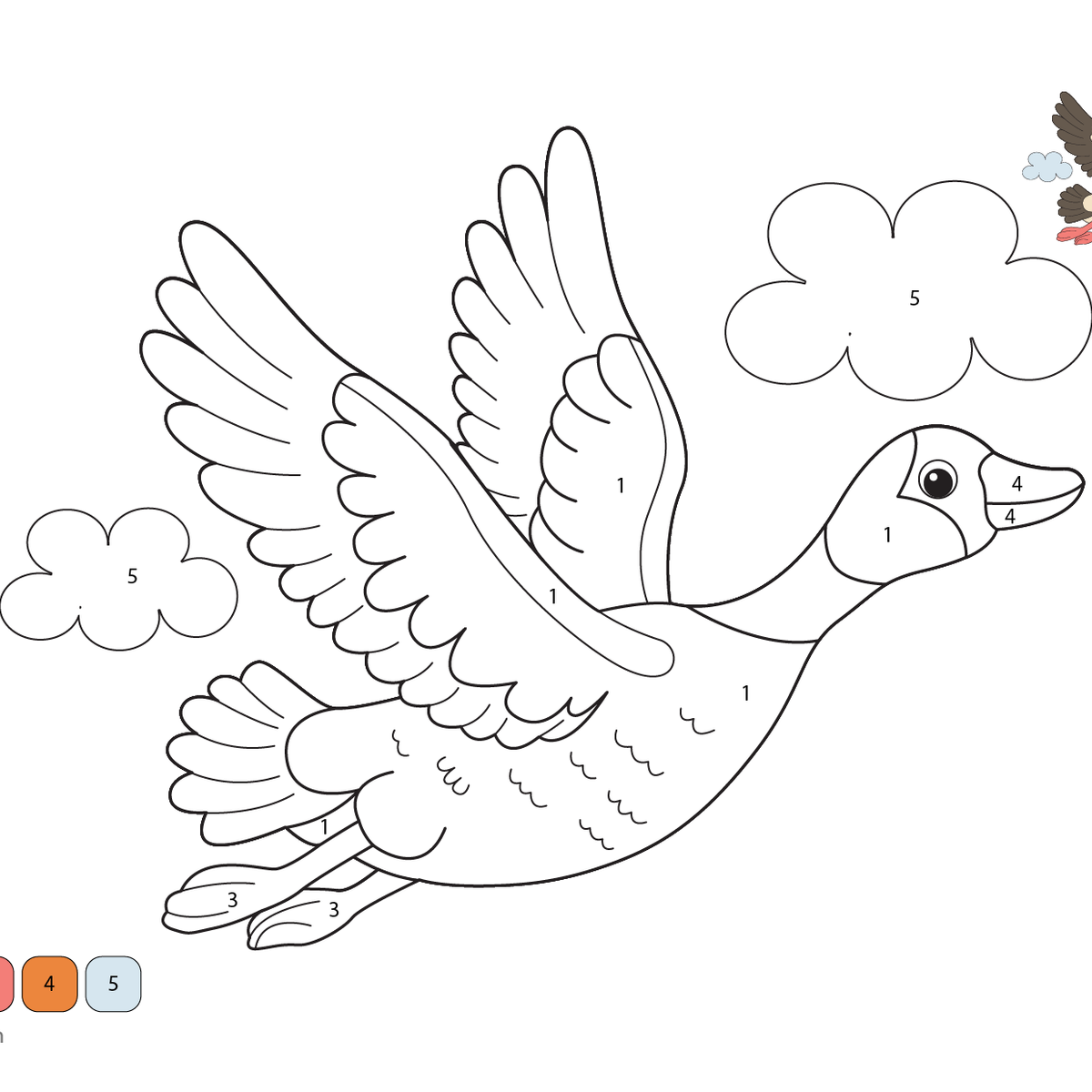 Goose | Color-by-Number Worksheets for Kids