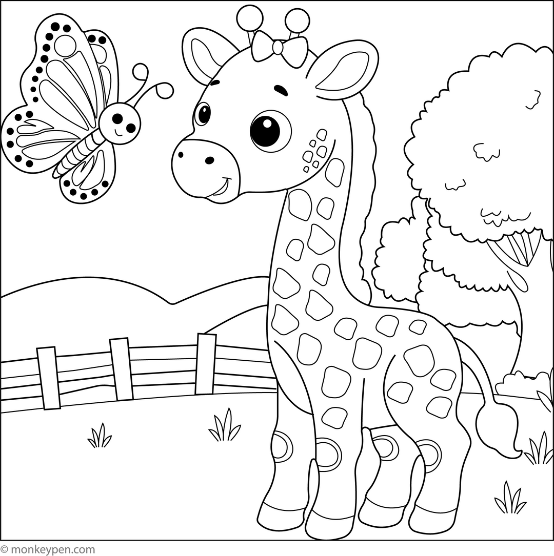 Giraffe Coloring Book – Free Printable PDF for Kids Fun