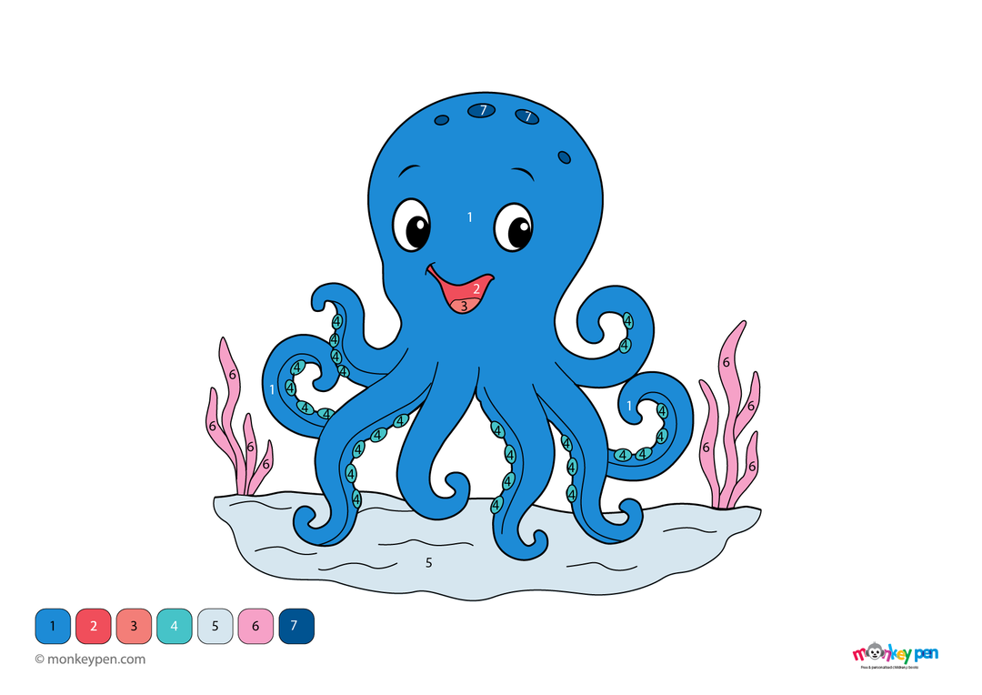 Octopus | Color-by-Number Ocean Activity