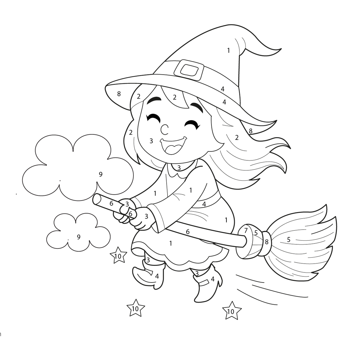 Witch | Color-by-Number Halloween Printable