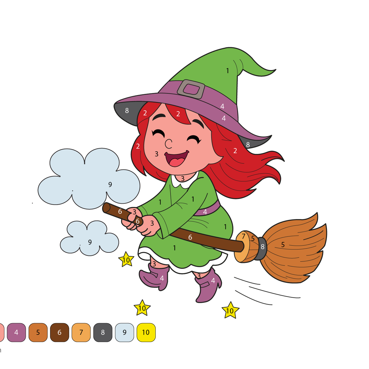 Witch | Color-by-Number Halloween Printable