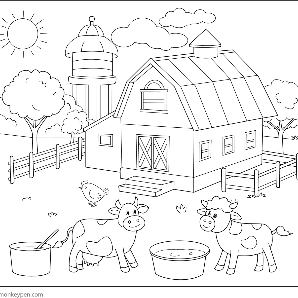 Farm Coloring Page - Free Coloring Page Printable PDF
