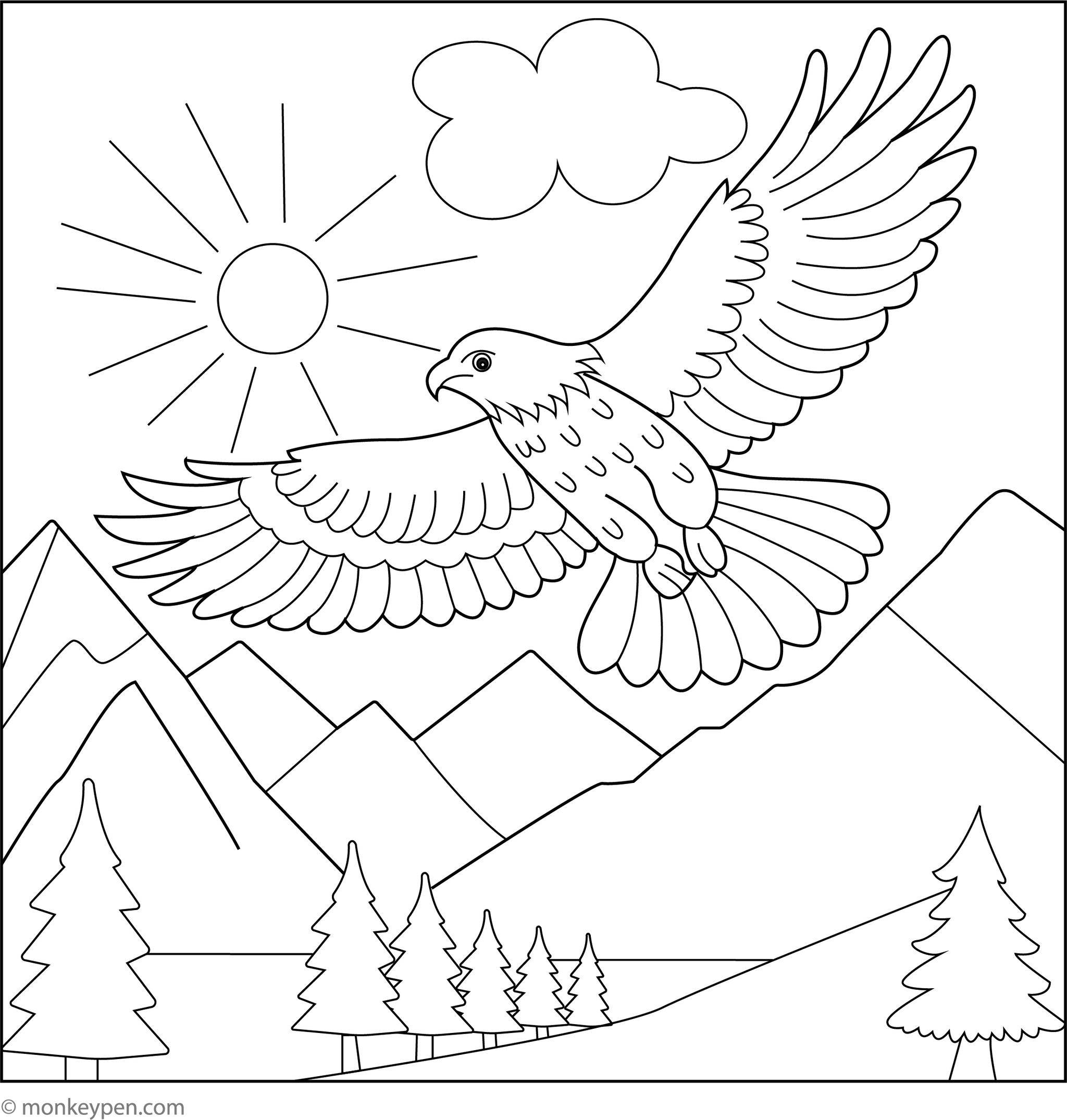Hawk Coloring Book in PDF Format