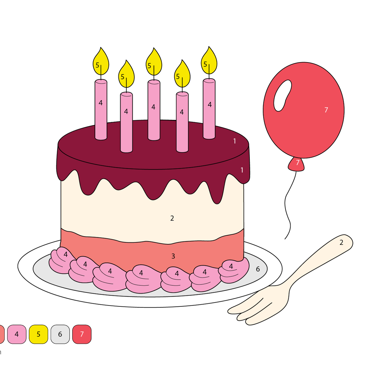 Birthday Cake | Color by Number Printable Activities for Children
