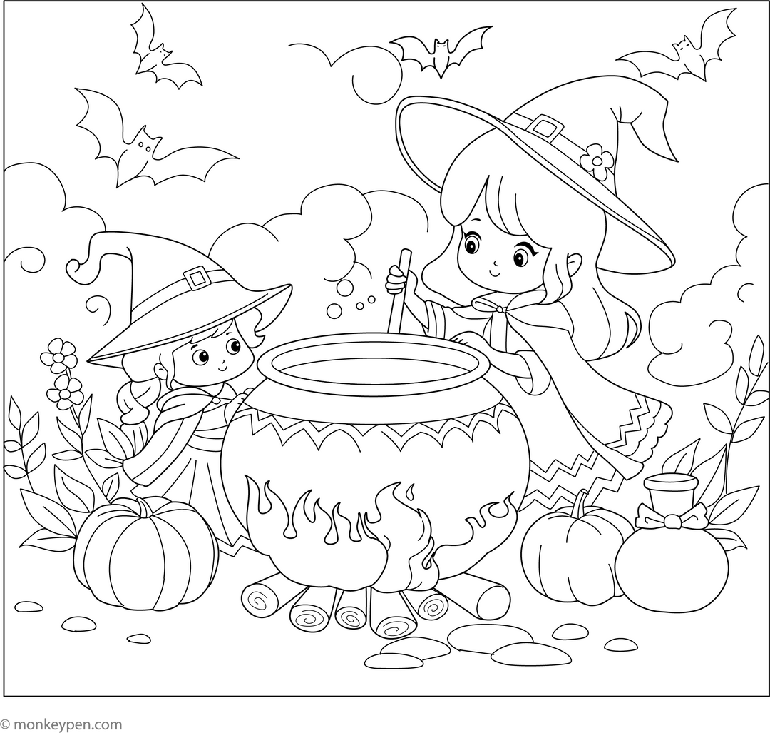 Cauldron Coloring Page – Magical and Fun Halloween Printable for Kids