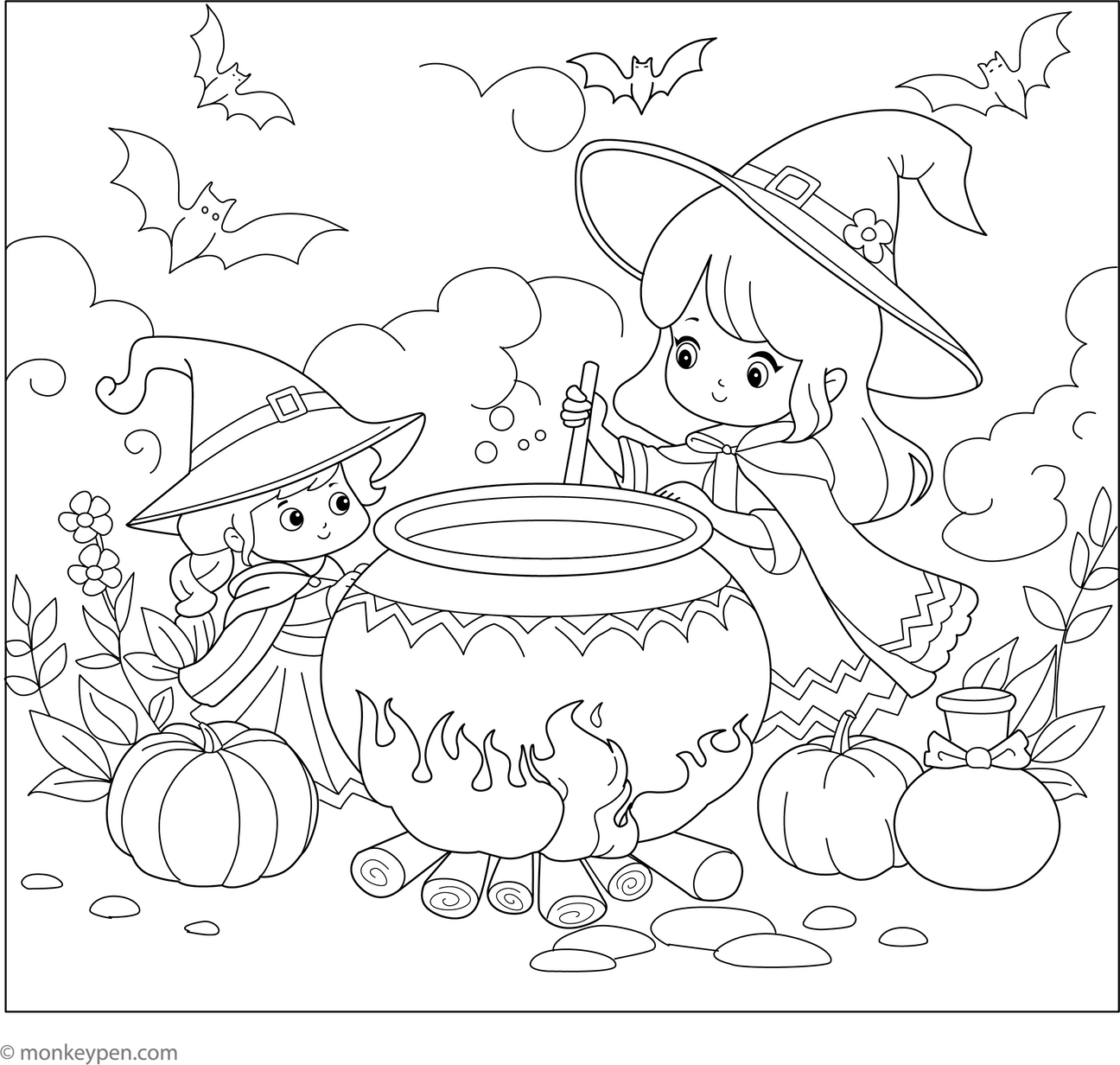 Cauldron Coloring Page – Magical and Fun Halloween Printable for Kids