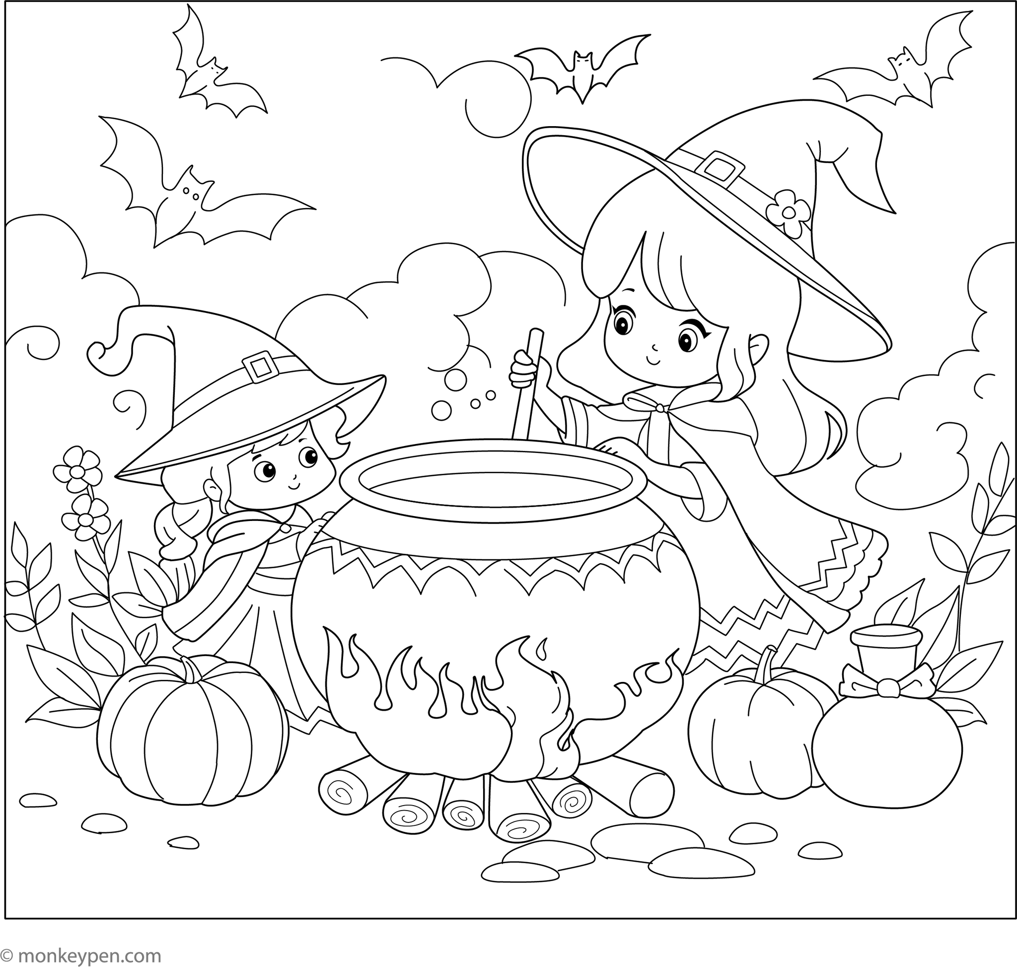 Cauldron Coloring Page – Magical and Fun Halloween Printable for Kids