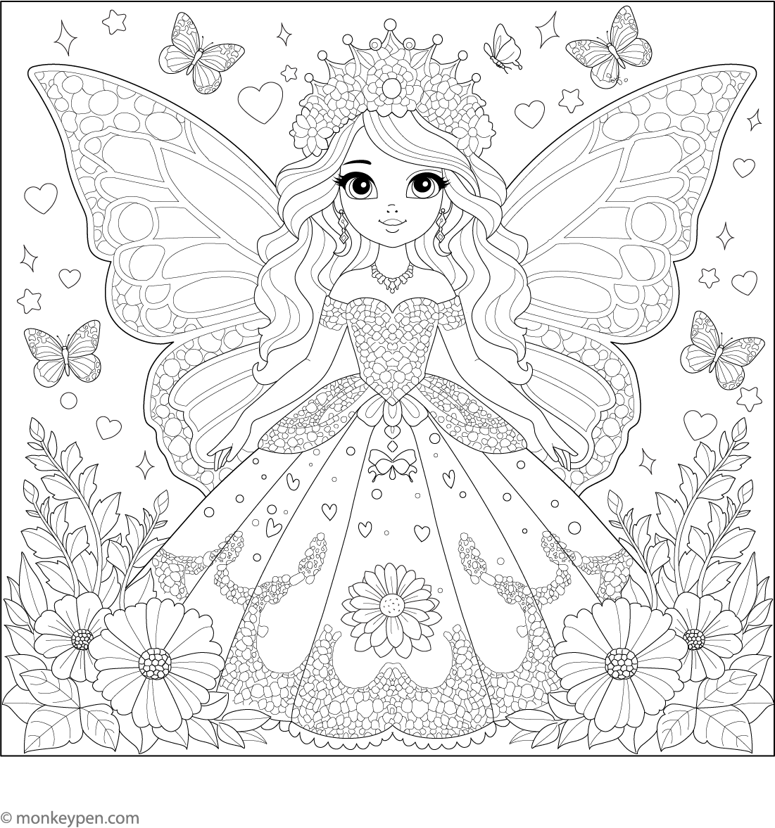 Butterfly Princess Coloring Page