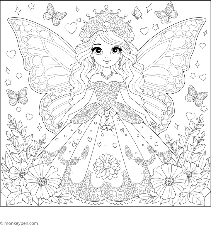Butterfly Princess Coloring Page