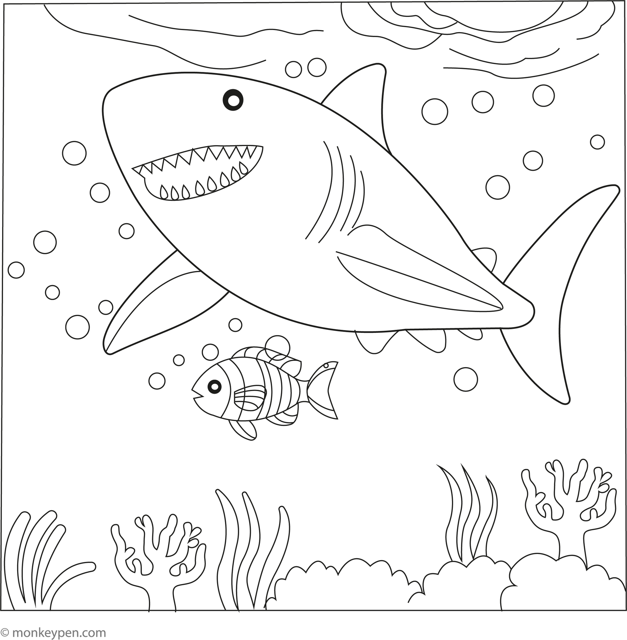 Megalodon Swimming in the Deep