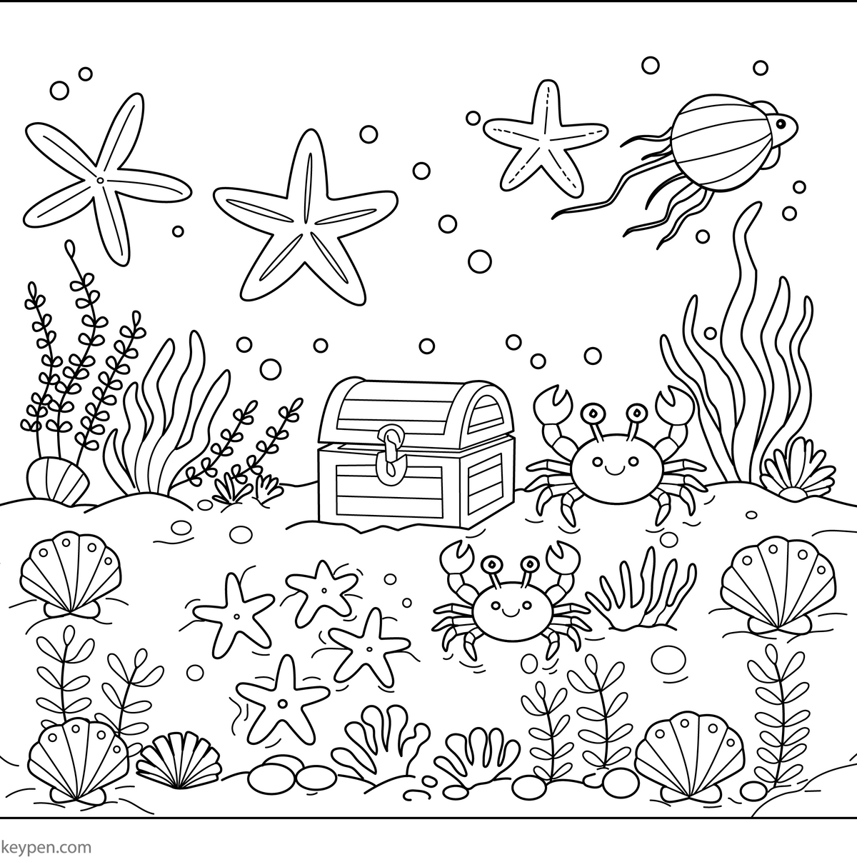 Ocean Floor Coloring Page – Fun Underwater Activity for Kids