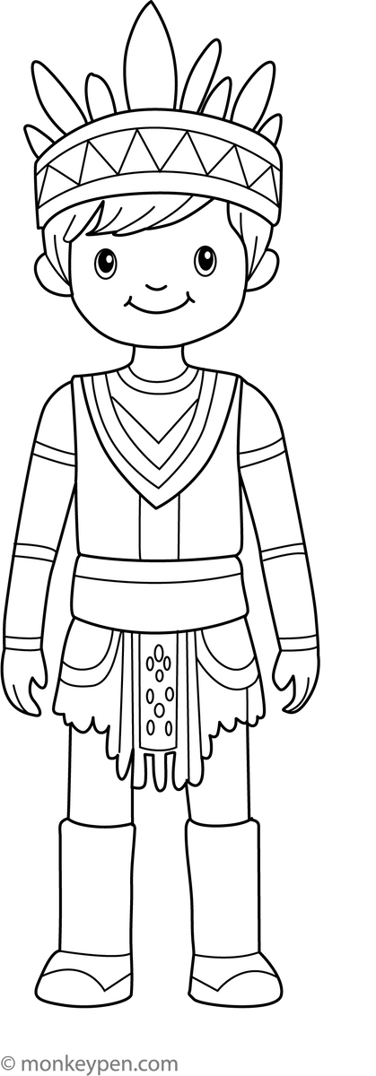 Free Tribal Costume Coloring Page – Printable Fun for Kids