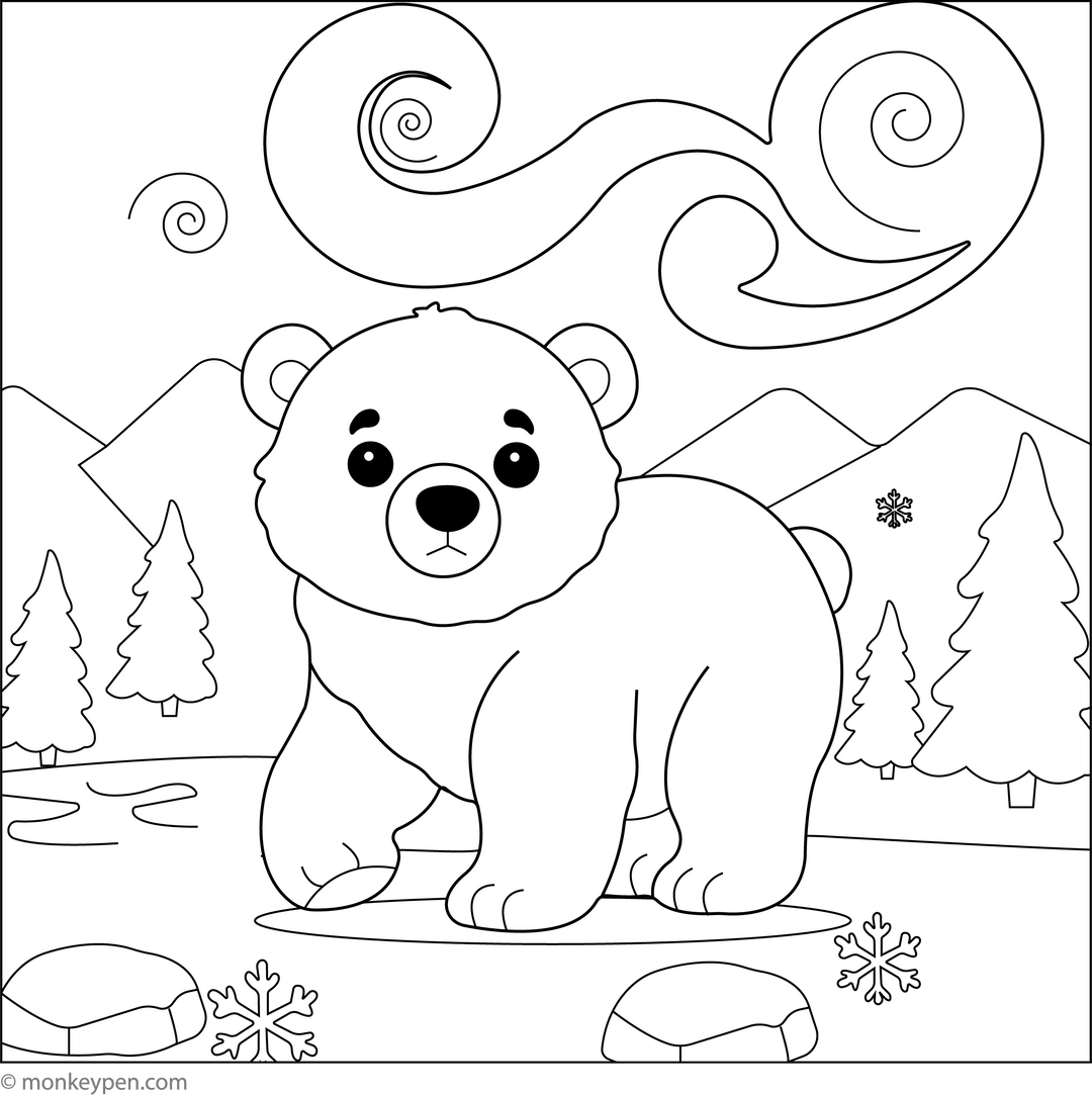 Free Printable Polar Bear Coloring Book PDF for Kids