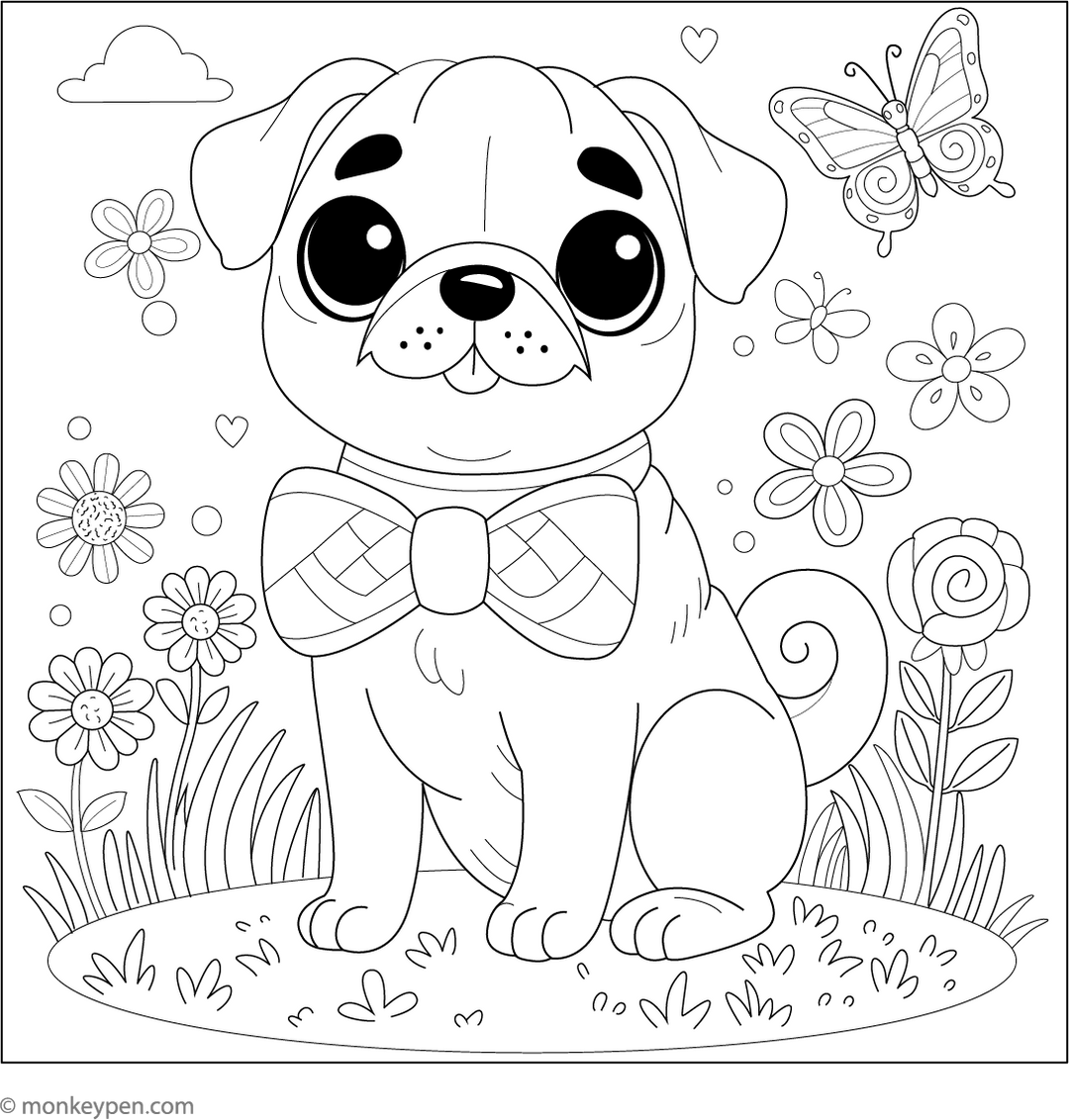 Pug Coloring Book – Free Printable PDF for Kids