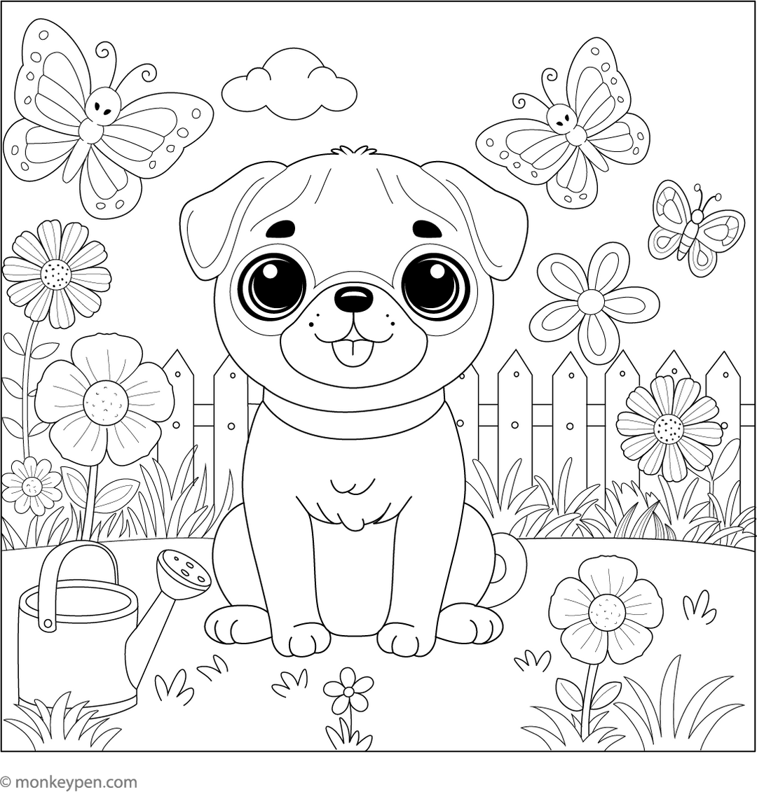 Pug Coloring Book – Free Printable PDF for Kids