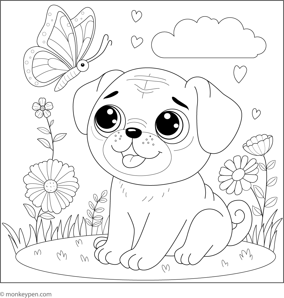 Pug Coloring Book – Free Printable PDF for Kids