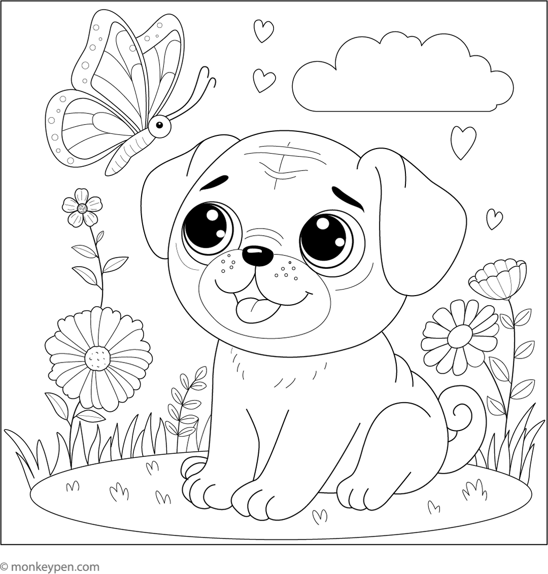 Pug Coloring Book – Free Printable PDF for Kids