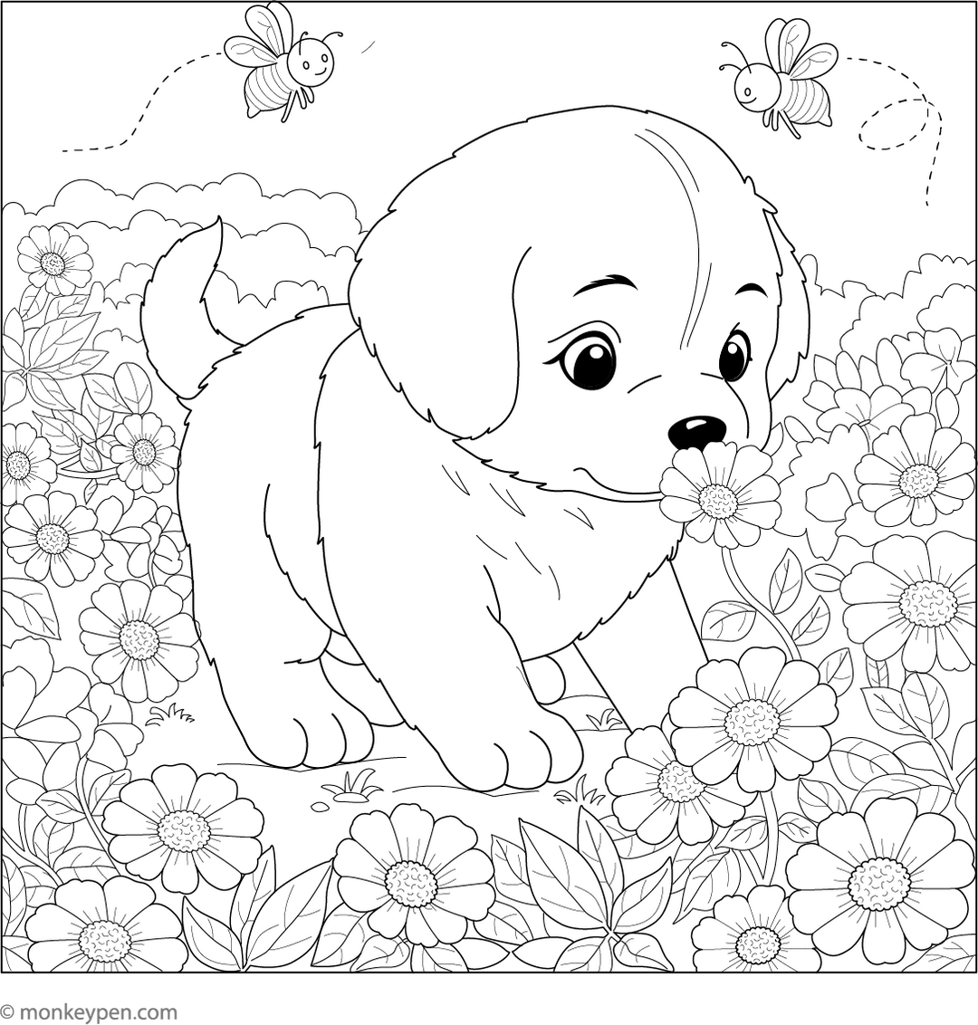 Free Cute Puppy Coloring Pages – Ready to Print – Page 3