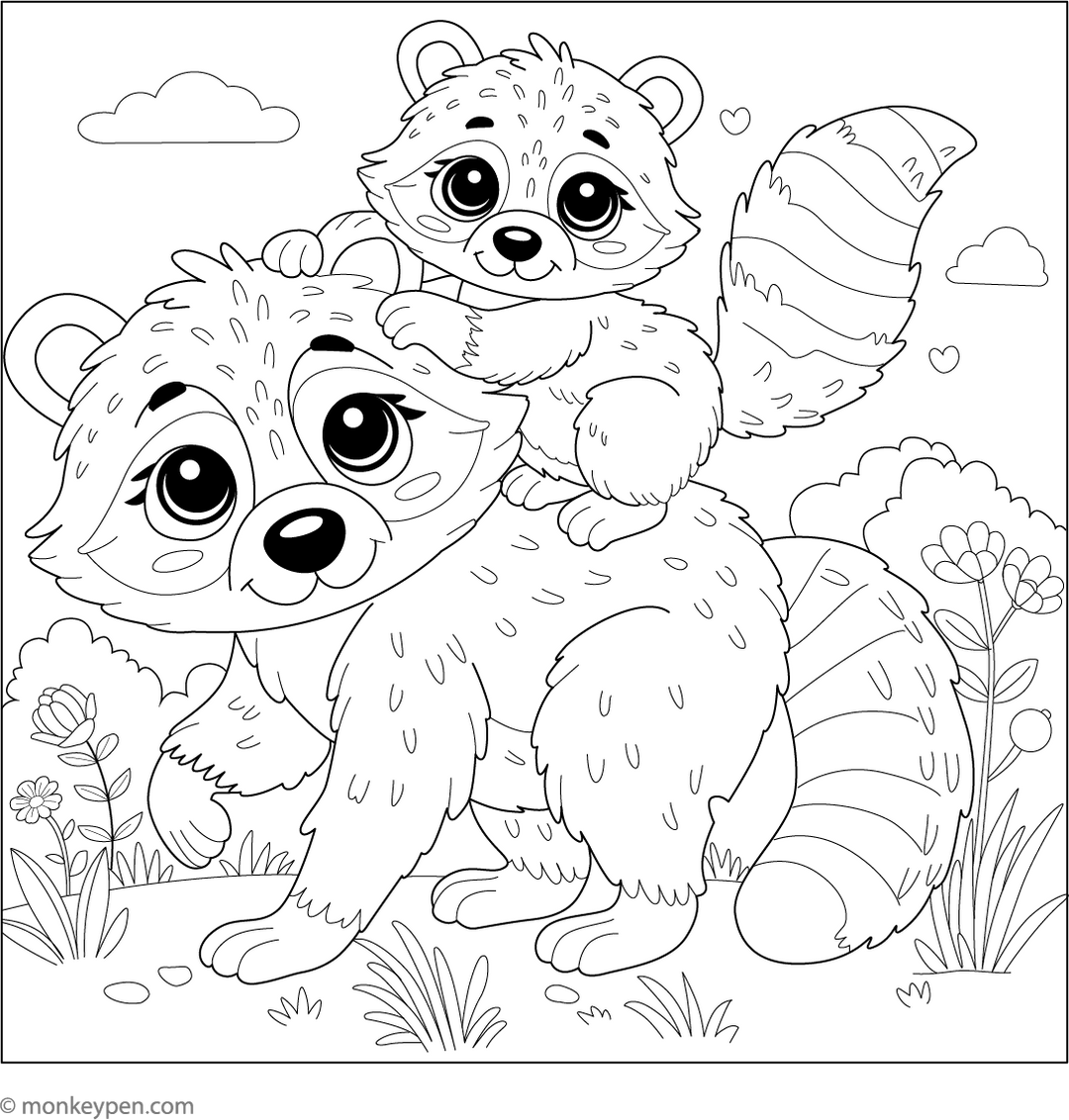 Raccoon Coloring Book – Free Printable Download for Kids