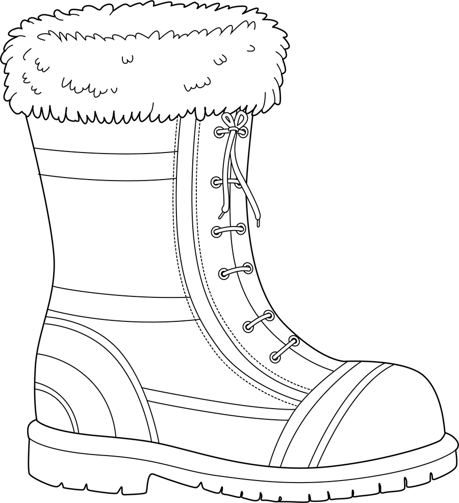 Snow Boot Coloring Page – Fun and Winter-Themed Printable for Kids