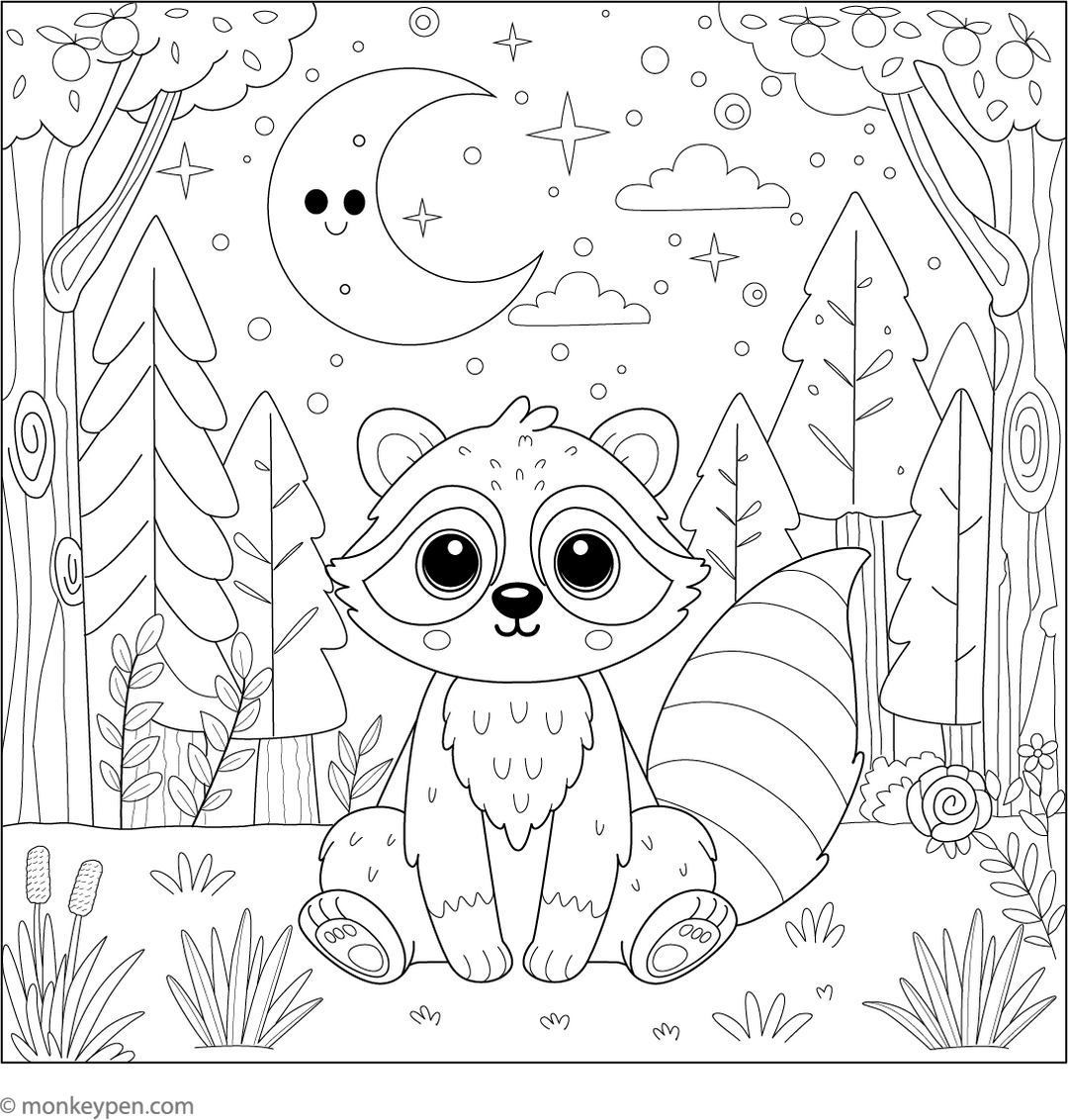 Raccoon Coloring Book – Free Printable Download for Kids