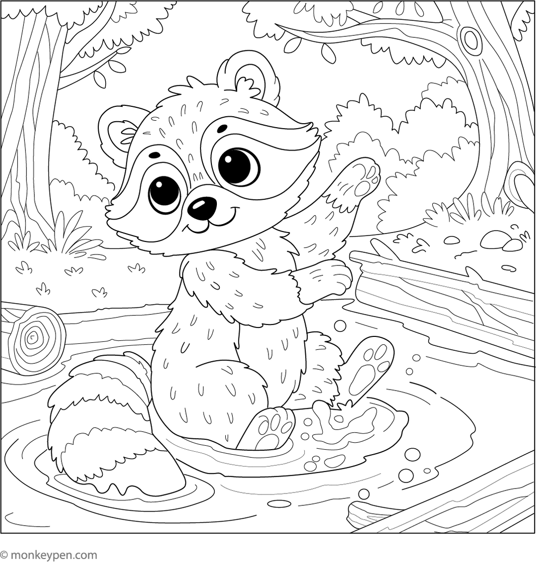 Raccoon Coloring Book – Free Printable Download for Kids
