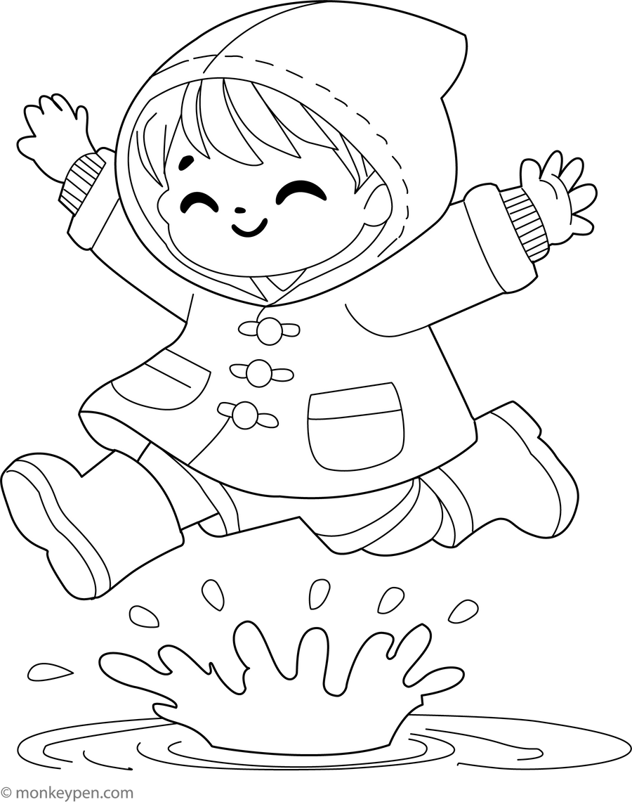 Puddle Jumping - Free Printable Coloring Page