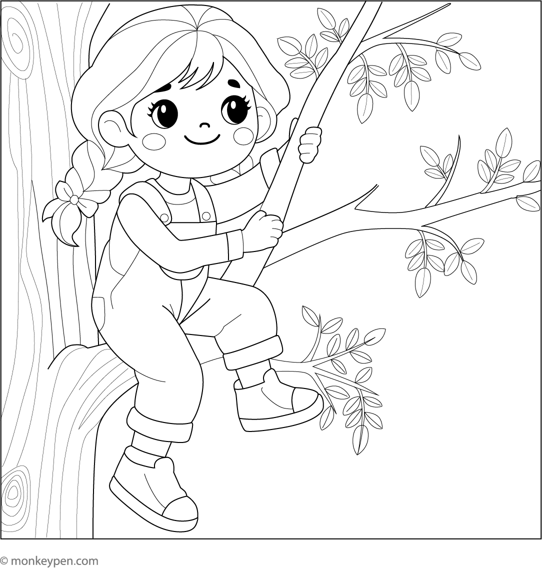Little Girl Climbing Tree - Free Printable PDF