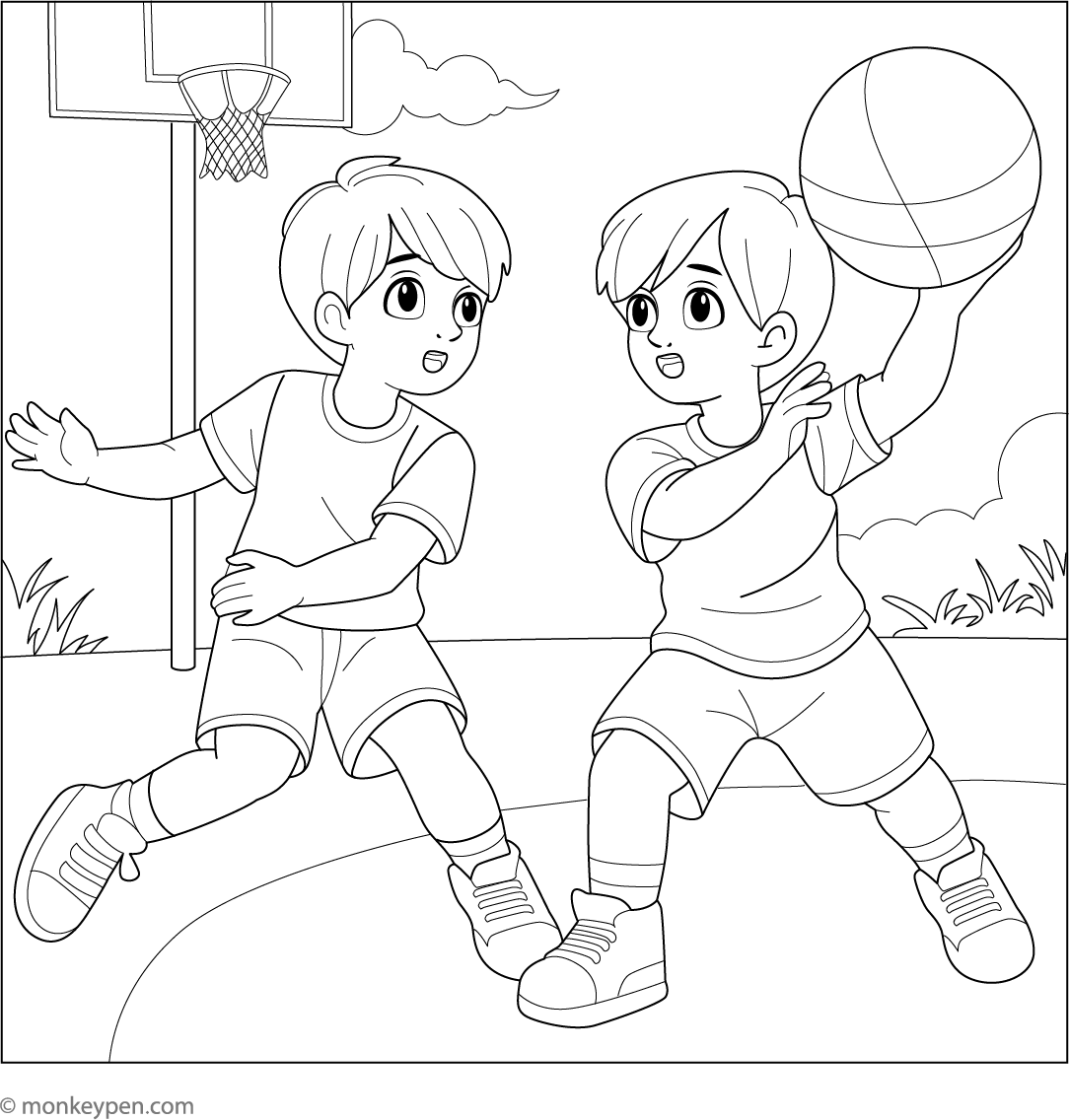 Basketball Free Coloring Page Printable PDF