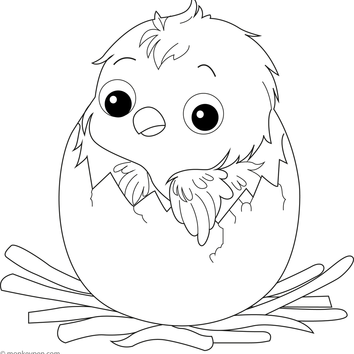 Chick Hatching - Free Printable Coloring Page PDF for Kids