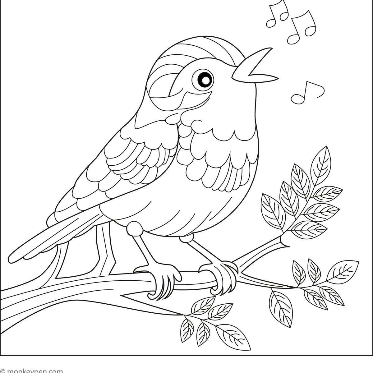 Nightingale Coloring Page – Free Printable PDF for Kids Fun