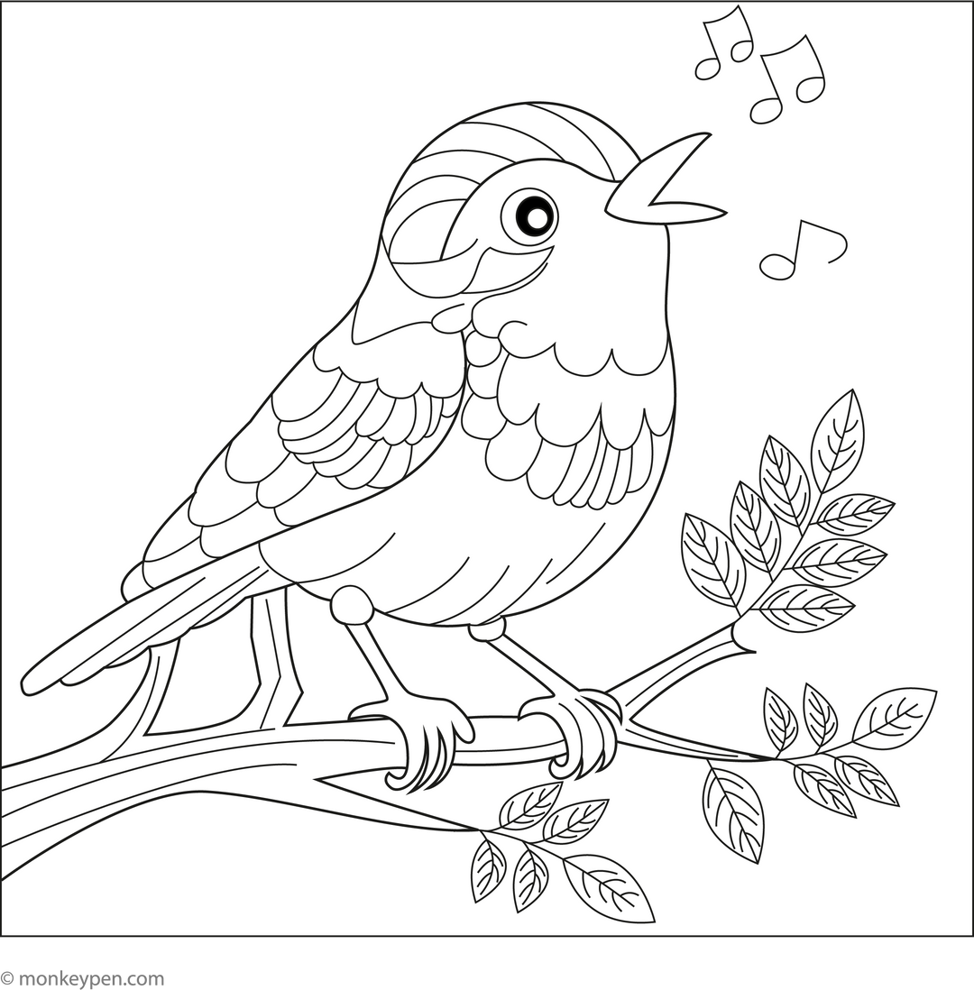 Nightingale Coloring Page – Free Printable PDF for Kids Fun