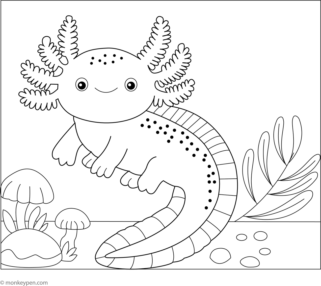 Axolotls Coloring Page – Free Printable PDF for Kids Fun