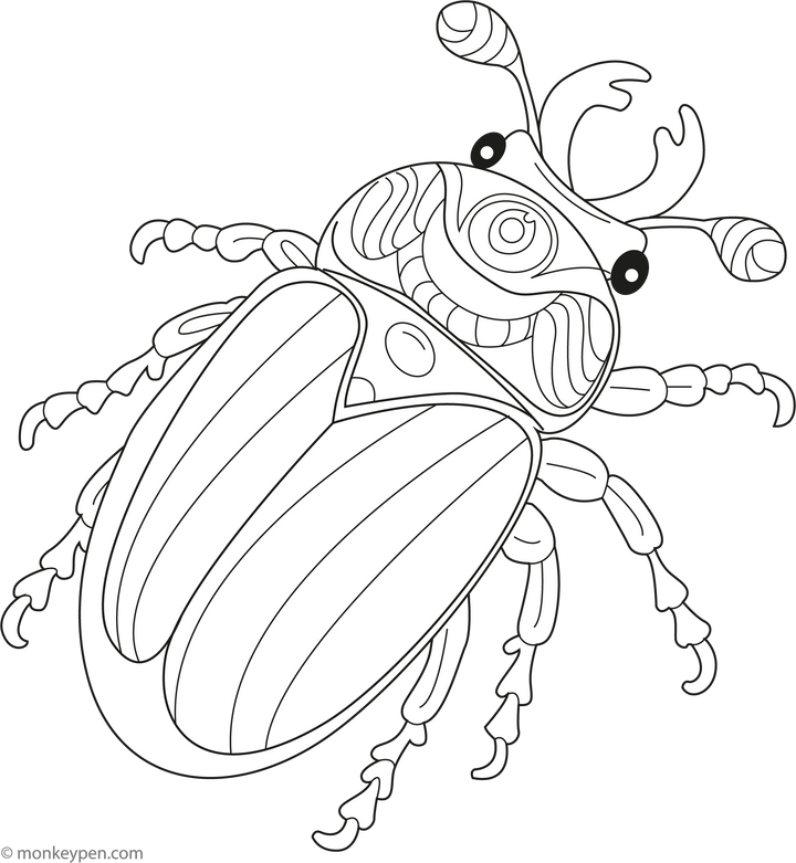 Beetle - Free Coloring Page Printable PDF