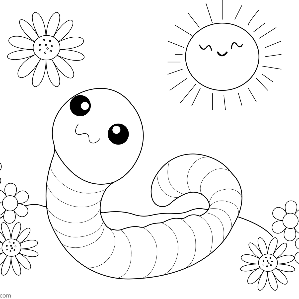 Earthworm Coloring Page – Free PDF for Kids to Print & Color