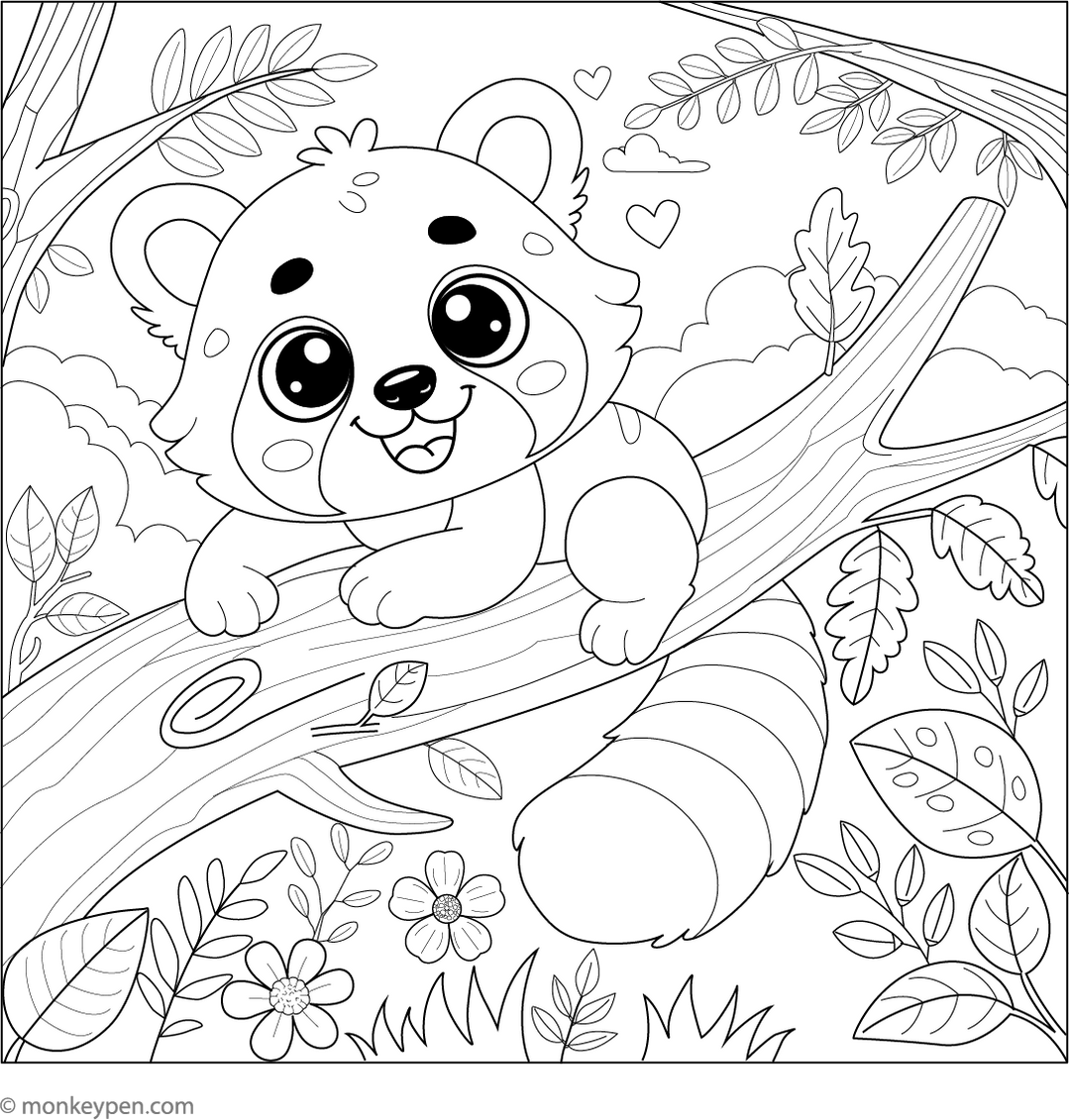 Red Panda Coloring Pages – Free Printable for Kids