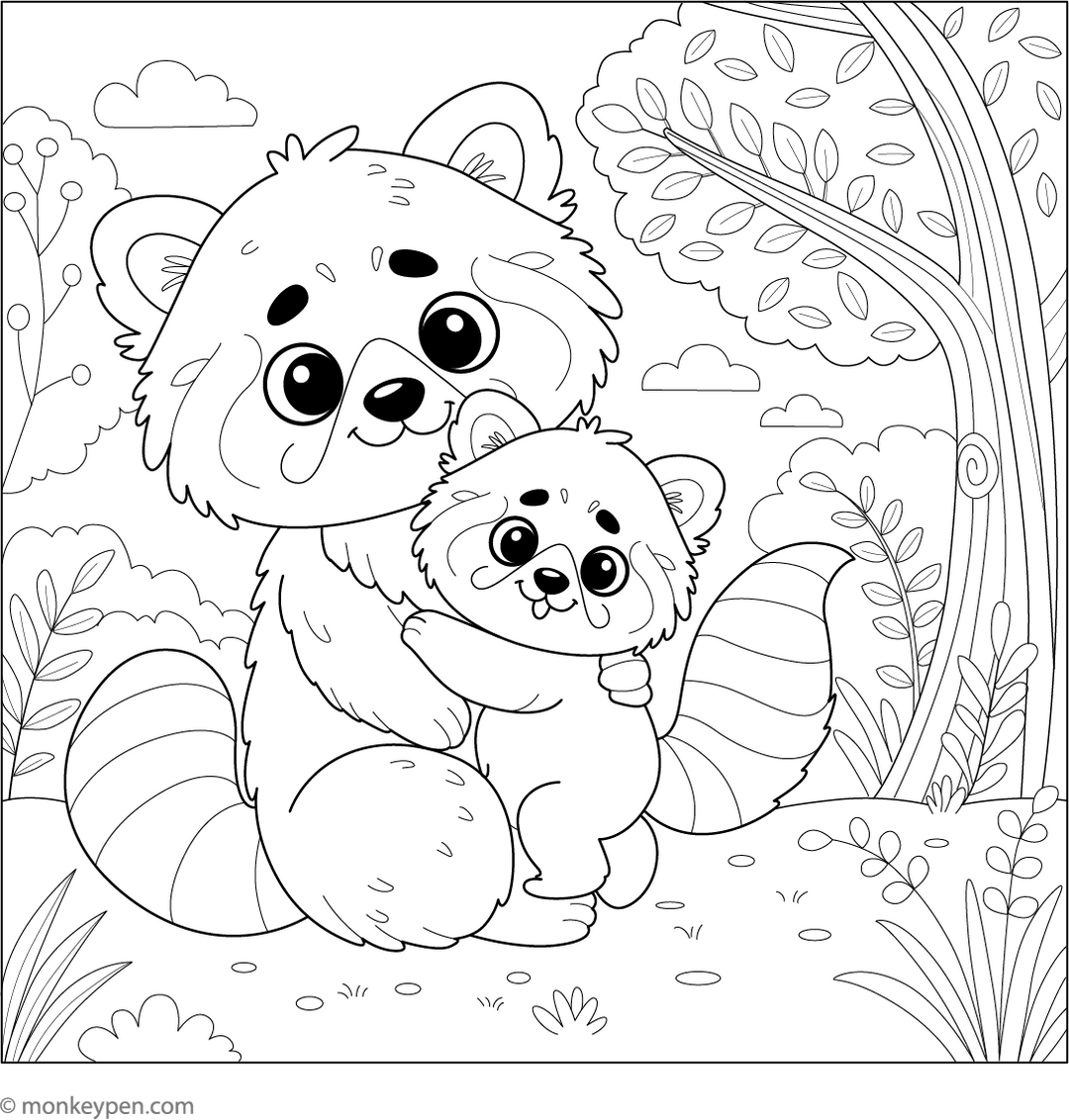 Red Panda Coloring Pages – Free Printable for Kids