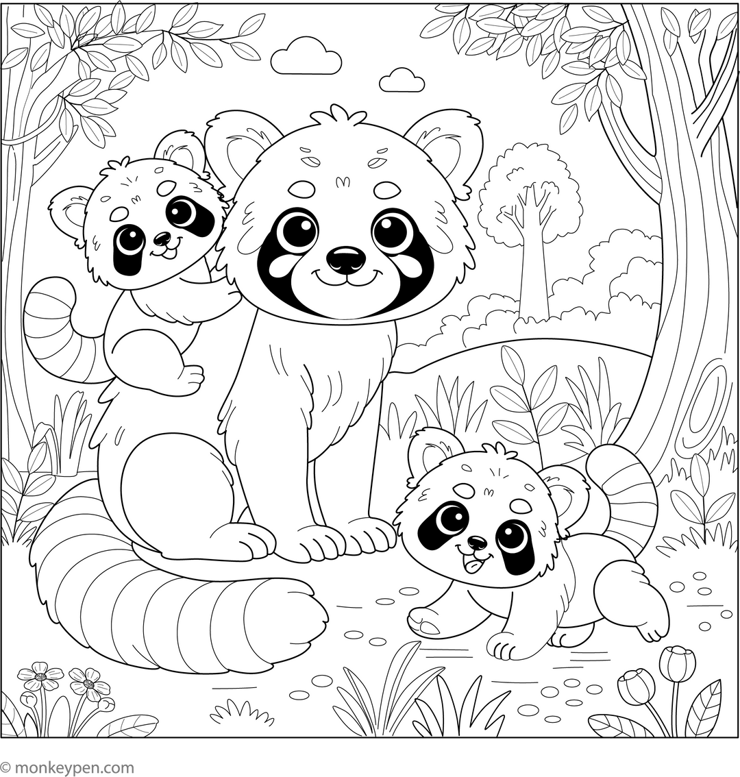Red Panda Coloring Book – Free Printable PDF for Kids Fun
