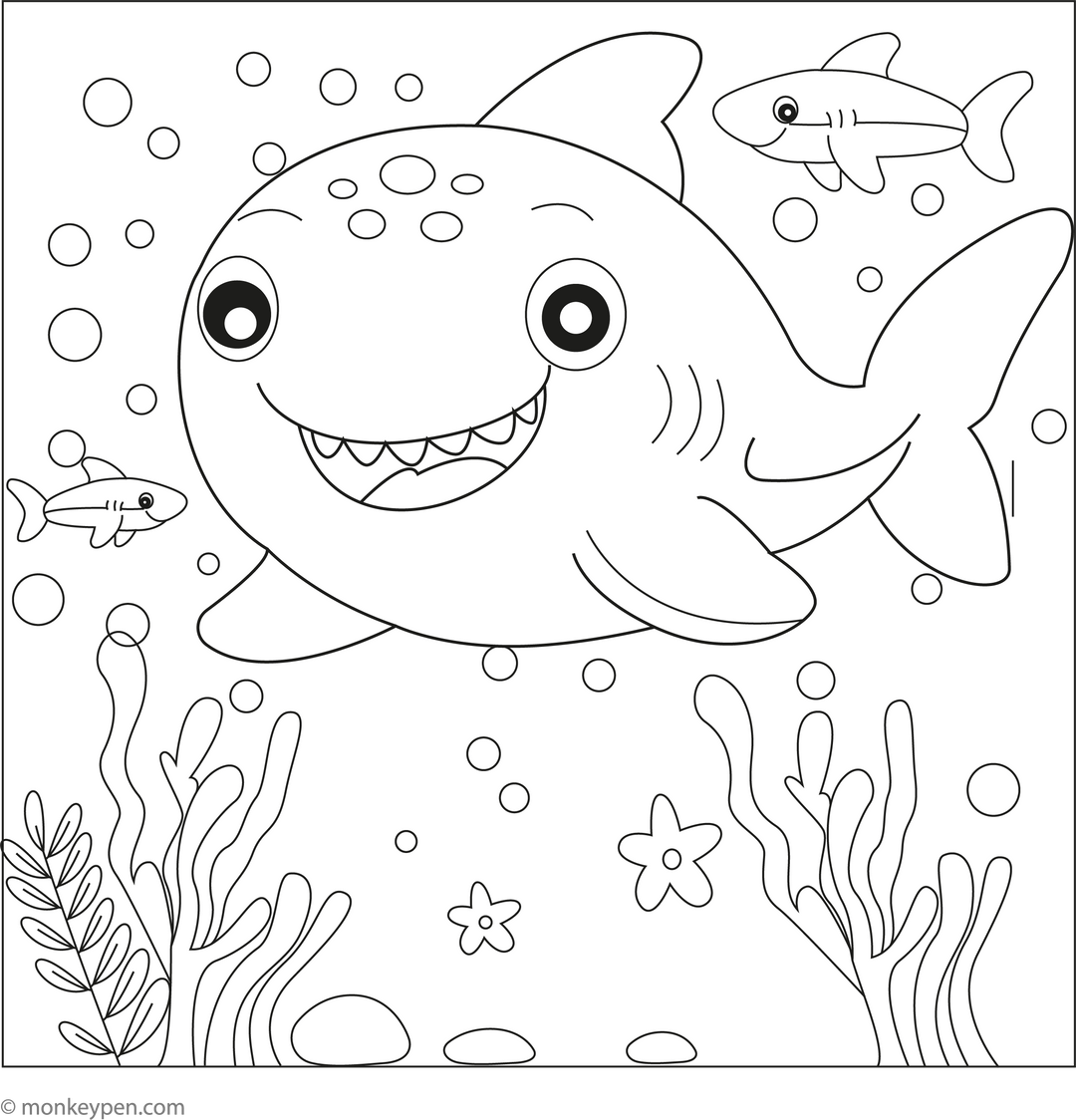 Printable Shark Coloring Book Page PDF for Children