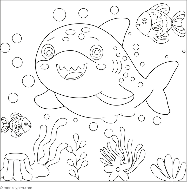 Printable Shark Coloring Book Page PDF for Children