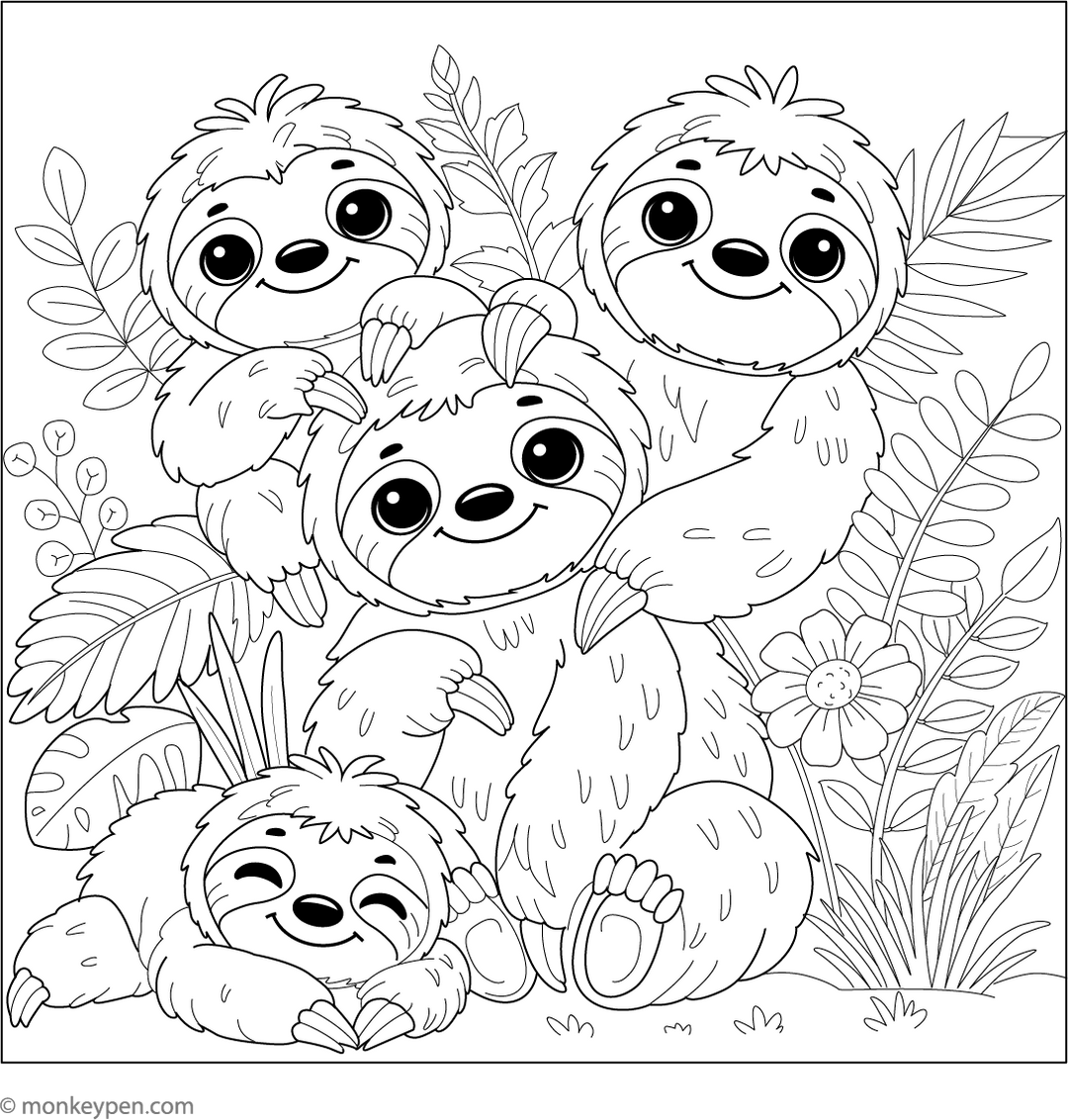 Free Sloth Coloring Pages | Cute Printable for Kids