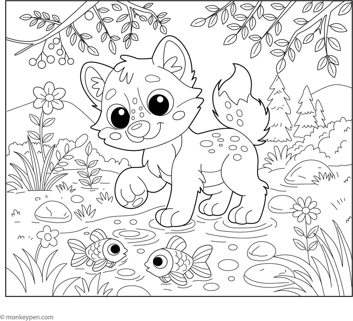 Adventurous Wolf Cub – Free Printable Coloring Page