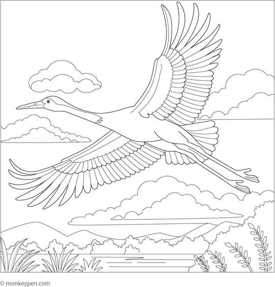 Printable Crane Coloring Book Free Download