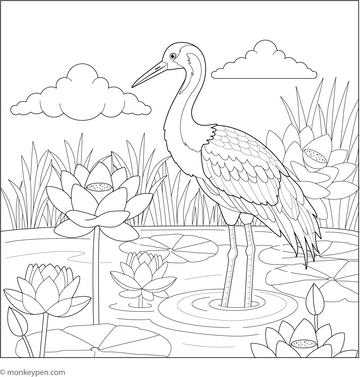 Printable Crane Coloring Book Free Download