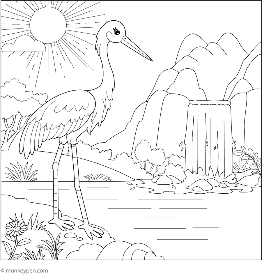 Printable Crane Coloring Book Free Download