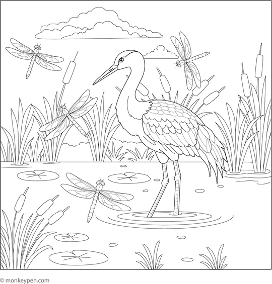 Printable Crane Coloring Book Free Download