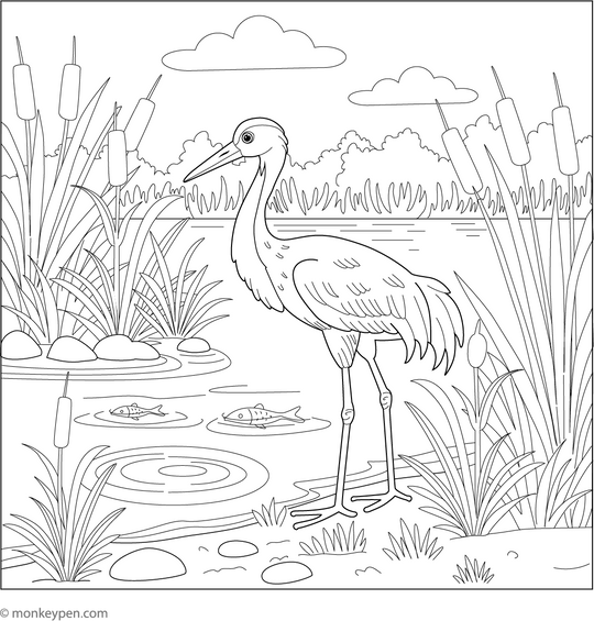 Printable Crane Coloring Book Free Download